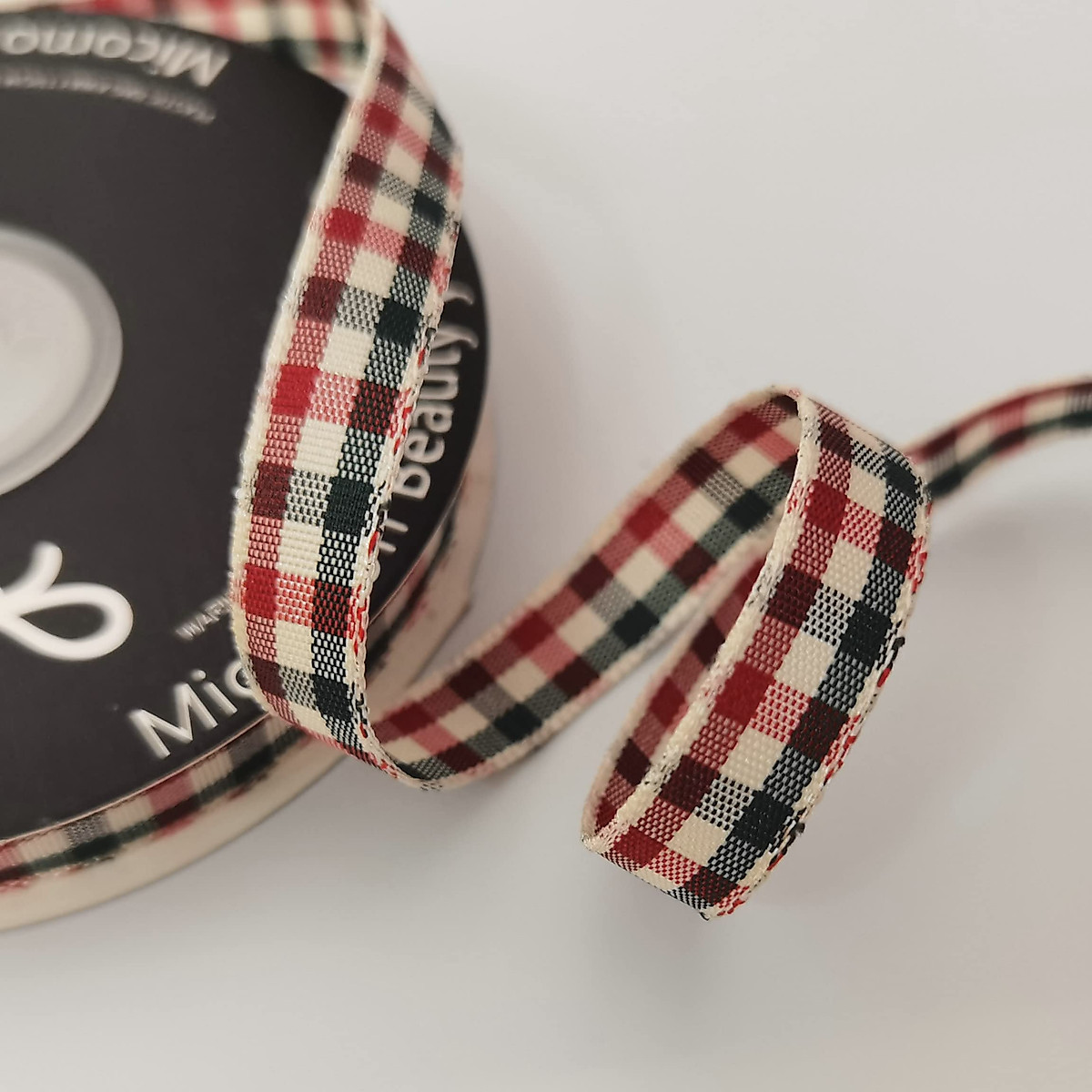 Micomon Red and Green Gingham Ribbon Buffalo Ribbon Checkerd Christmas Ribbon 25 Yards Each Roll 100% Polyester (3/8",RedGreen)