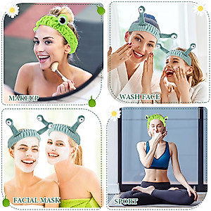 Molain 2Pcs Frog Headband Face Wash Headband, Spa Hair Bands Makeup Headbands Women Cartoon Cute Coral Fleece Elastic Headband Creative Hair Accessories for Washing Face Shower Sports Beauty Skincare
