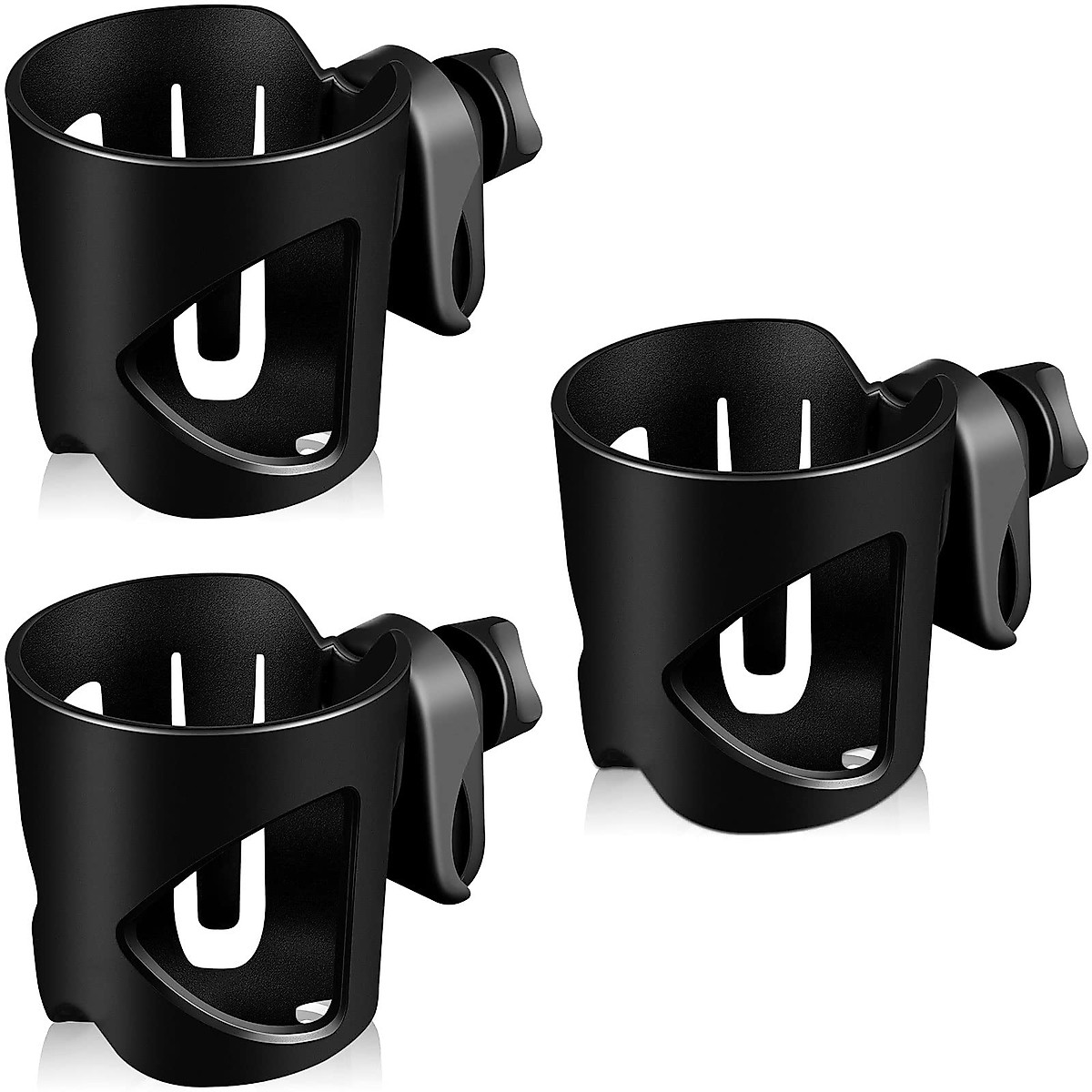 3 Pack Universal Cup Holder for Stroller, Large Caliber Designed Cup Holders Adjustable Bike Boat Cup Holder 360 Degrees Rotation Drink Cup Holder for Stroller, Wheelchair, Walker, Trolley, Black