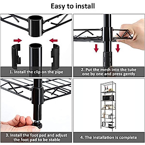 Devo Shelves for Storage, Metal Storage Shelves, Pantry Shelves, Bathroom Shelves, Height Adjustable Shelf Organizer for Kitchen Storage, Home Organization (21" L * 11" W * 63" H)