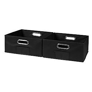 Niche Cubo Set of 2 Half-Size Foldable Fabric Storage Bins- Black