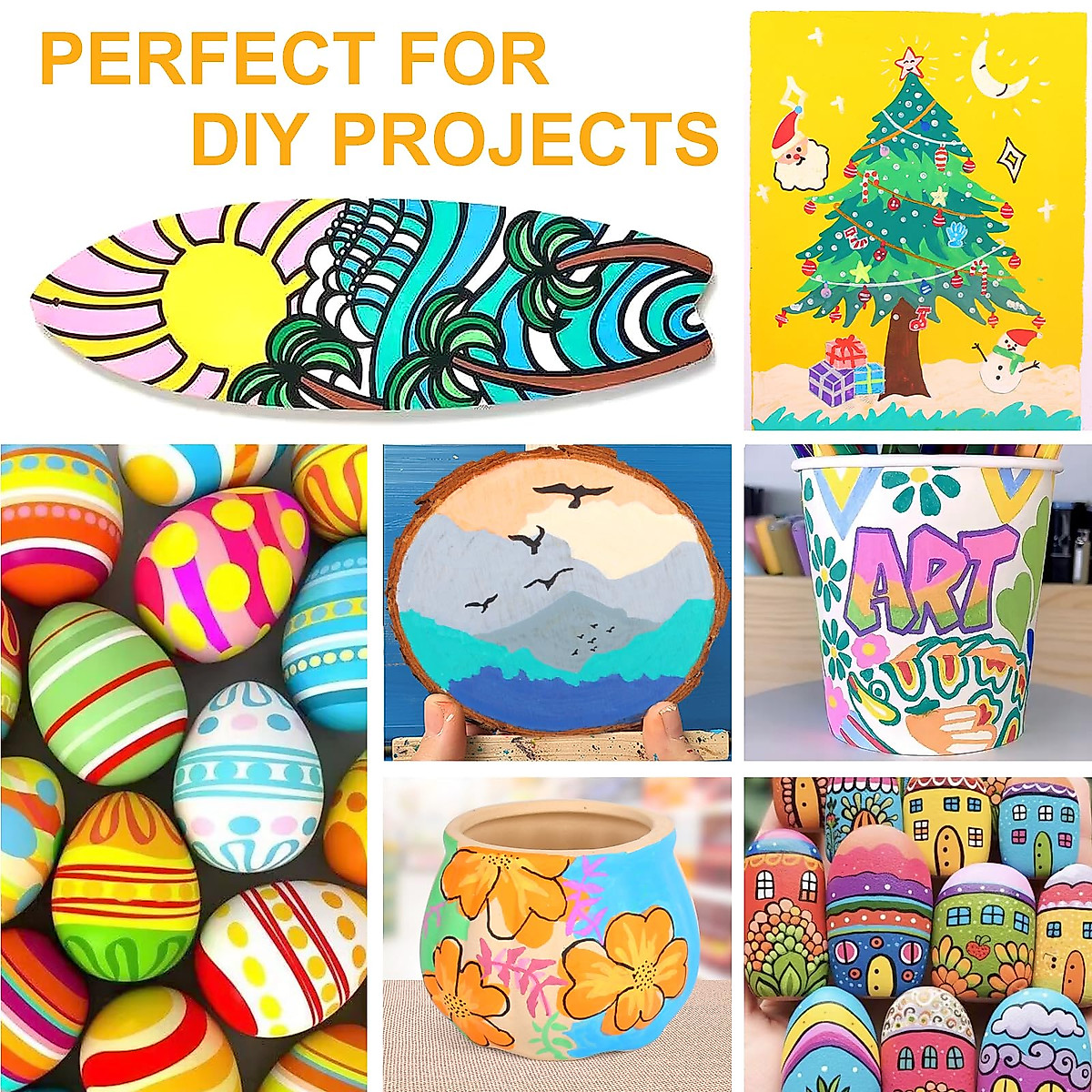 NICETY 100 Colors Acrylic Paint Pens Paint Markers, 3mm Medium Tip Paint Markers for Rock Painting, Canvas, Wood, Stone, Ceramic, Glass, Fabric, DIY Crafts & Art Supplies