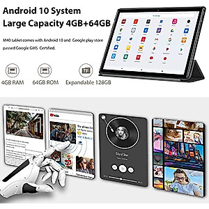 DUODUOGO Tablets 2 in 1, 10.1 inch Android 10 Tablet with Keyboard, 3GB RAM +32GB ROM(128GB Expand) Dual SIM 4G+WiFi, 8000mAh Battery,1280x800 IPS HD Display, 8MP Dual Camera, DGO-G10 (Black)