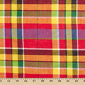 Madras Plaid Fabric (Style 41216) 100% Cotton Printed Fabric 44/45" Wide Sold BTY Shirts, Dresses, Apparel, Event Decor