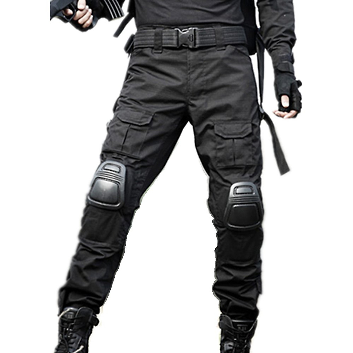 JOYASUS Mans Tactical Pants, Combat BDU Black Pants with Knee Pads for Men Hunting Airsoft Paintball