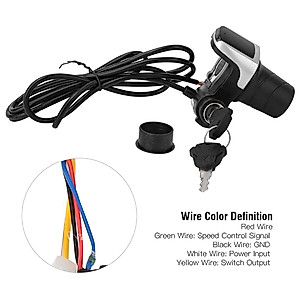 36V E-Bike Twist Grip Throttle with LCD Display and Key Lock, Universal Fit, Easy Install Handlebar Power Indicator for Electric Bikes/Scooters/Motorcycles