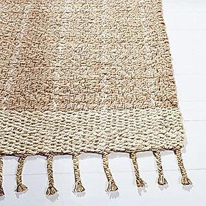 SAFAVIEH Cape Cod Collection 8' x 10' Ivory / Natural CAP846A Handmade Braided Tassel Jute Area Rug