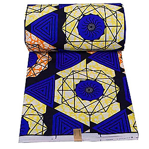 BintaRealwax 100% Polyester Ankara Real Wax 6 Yards African Fabric for Party Dress FP6407