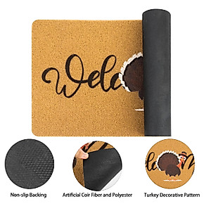 Thanksgiving Non-Slip Door Mat Entrance-Outdoor - Fall Turkey-Decorative Entryway Welcome Doormats Home Decor 17" X 29"