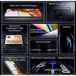 Xiaomi 11T 5G + 4G Volte (128GB, 8GB) 6.67” 108MP 6GB Triple Camera, NFC Dual SIM (Not Compatible Verizon Sprint Boost Metro Cricket) GSM Unlocked Global (w/Fast Car Charger Bundle) (Meteorite Gray)