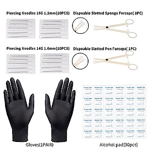 LOYAL BOOK 104pcs Piercing Kit 14G16G Belly Button Piercing Kit Septum Piercing Kit Belly Piercing Kit Piercing Kits for all piercings (Stainless steel color)