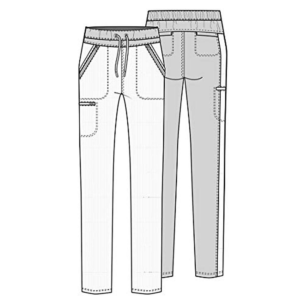 Cherokee Statement Women Scrubs Pant Mid Rise Tapered Leg Drawstring CK055, S, Black