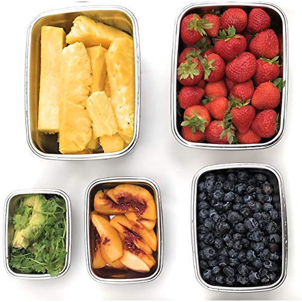 JaceBox Food Storage Containers - Stainless Steel 304 BPA FREE, Airtight, Leak Proof Set of 5 sizes Light and Easy BEnto Box Ready KEto Lifestyle Great for Meal Prep Lunch Box