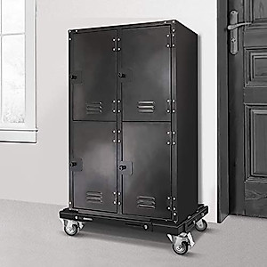 SPACECARE Mobile Roller with 2 Locking Wheels - Adjustable Furniture Dolly with Steady Steel Frame Washing Machine Stand Black Refrigerator Base Moving Cart