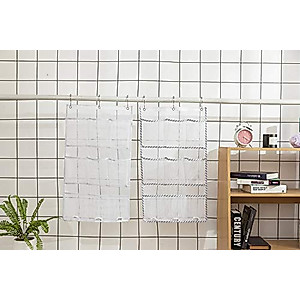 ALYER 9 Pockets Big Mesh Shower Caddy Hanging Bathroom Storage Organizer with 3 Rings (White)