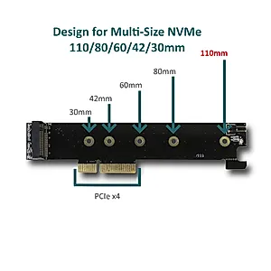 Vantec M.2 NVMe PCIe x4 Low Profile Adapter with 110 Length Support (UGT-M2PC130), Black