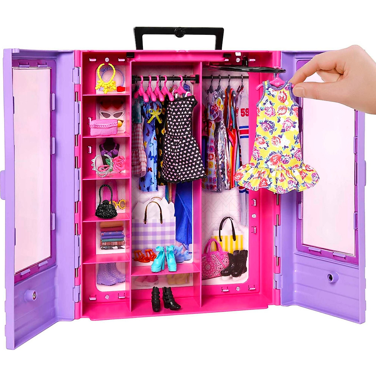 Barbie Fashionistas Playset, Ultimate Closet with 6 Hangers and Multiple Storage Spaces Plus Fold-Out Clothing Rack