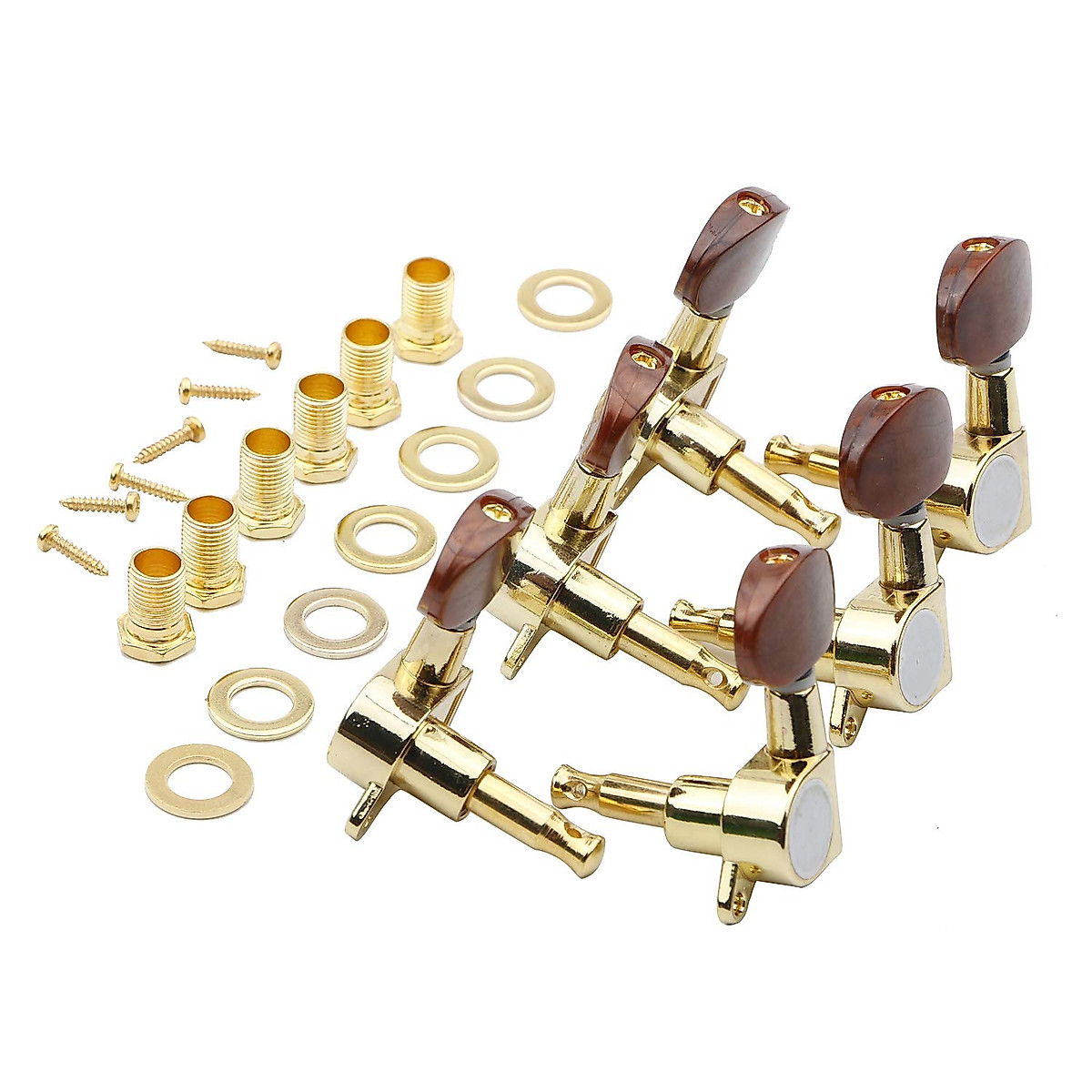 Swhmc 3R 3L Semi-Closed Golden Guitar String Tuners Tuning Keys Pegs Machine Heads Knobs Locking Tuners for Acoustic, Electric Guitar