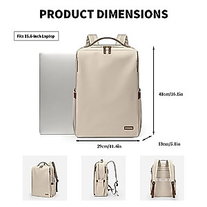 GOLF SUPAGS Stylish Laptop Backpack for Women Airline Approved Perfect for Work College and Travel Multi-Functional Casual Daypack Fits 15.6 Inch Notebook (Apricot)