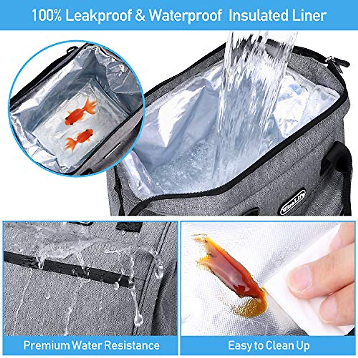 WISELIFE Insulated Lunch Bag for Men Women Adult Lunch Box Cooler with Adjustable Shoulder Strap Waterproof Leak proof Large Wide-Open Thermal Lunch Tote Bag for Work School Picnic Camping