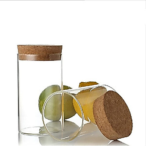 VASANA 2PCS Glass Food Storage Containers 300ml/10oz Kitchen Storage Containers With Cork Lids Empty Clear Glass Bottles for Coffee Bean Dry Goods Tea Storage