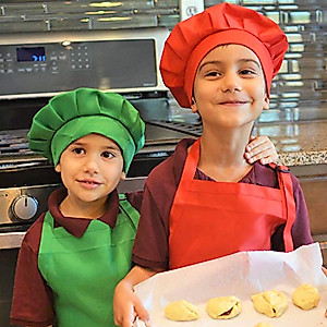 Dapper&Doll Kids Apron and Chef Hat - Gift Set for Boys Girls Ages 4-10 - Green