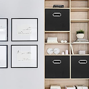 NieEnjoy Black Fabric Storage Bins Cubes ,Foldable Storage Cubes Bins Organizer Baskets with Dual Handles for Home Container Set of 2,(Black)
