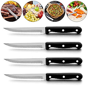 LIANYU Steak Knives Set of 8, Stainless Steel Serrated Steak Knife, kitchen Camping Restaurant Steak Knives, Dishwasher Safe