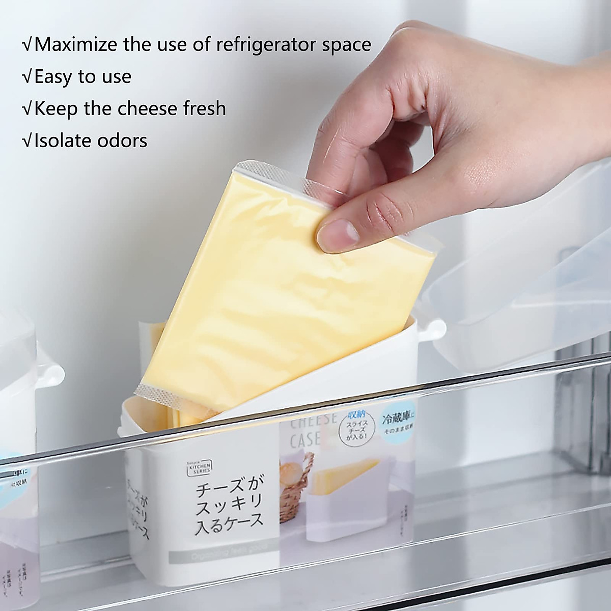 WonLiq 2 Pack - Cheese Slices Storage Containers with Hinged Lids, airtight Keeps Cheese Fresh and Delicious Cheese transparent Container for Fridge