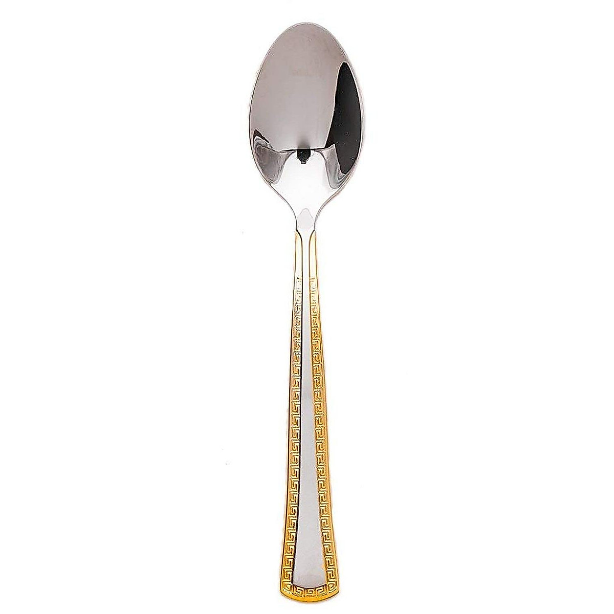 Royal Flatware Silver Stainless Steel Tea Spoon, Gold-Plated Teaspoons Hostess Serving Set, Elegant Flatware Set of 12