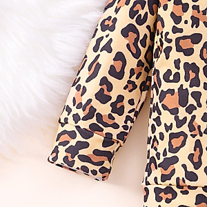 RETSUGO Toddler Girl Clothes Leopard Long Sleeve Sweatshirt Top and Pants Toddler 2pcs School Girls Outfits Kids Fall Winter Clothing Set 8-9 Years old/6615