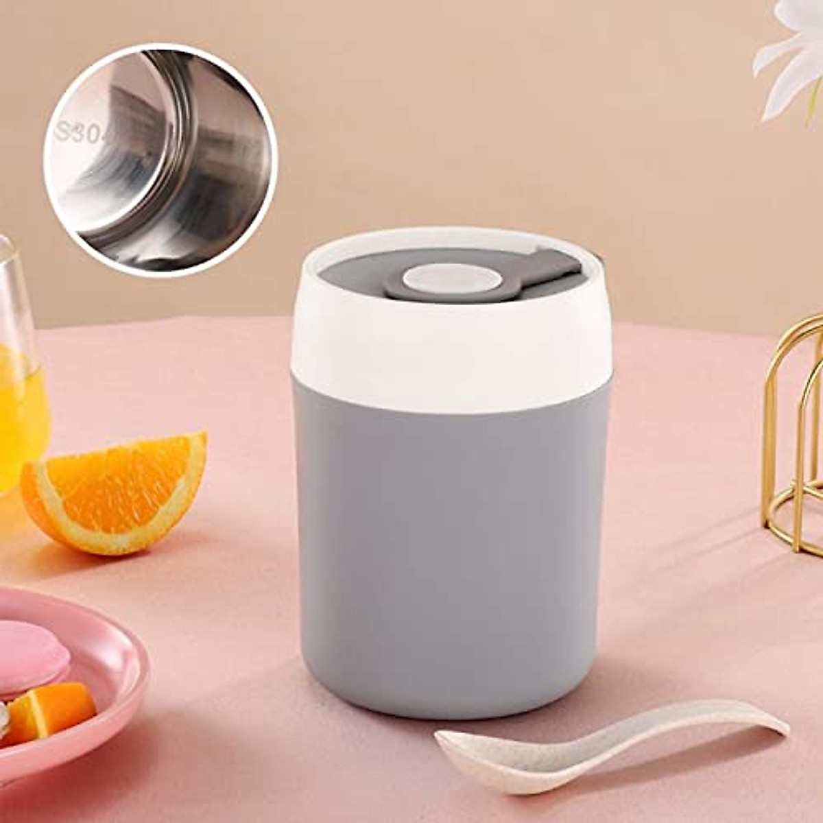 Vacuum Insulated Food Container | 500ml Stainless Steel Double Walled Soup Flask Food Flask, Leakproof Food Jar Keeps Cold Or Hot for 7-12 Hours with Spoon