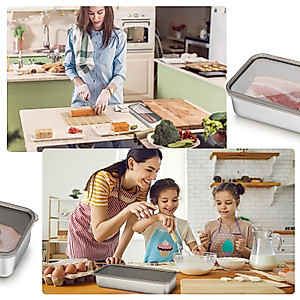 Zhehao 2 Pcs Bacon Container for Refrigerator, 304 Stainless Steel Deli Meat Storage Containers for Fridge, Airtight Bacon Storage Container with Lids, Bacon Saver Kitchen Meat Saver, Dishwasher Safe