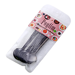 Poylim Stainless Steel 18/10 Black Coffee Spoons, 8 Pieces