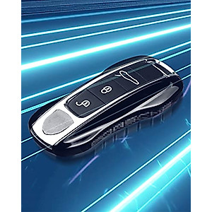 LIMBQS Car Key Protection Keychain, Key Cover for Porsche Macan Cayenne Panamera 911 (New Black)