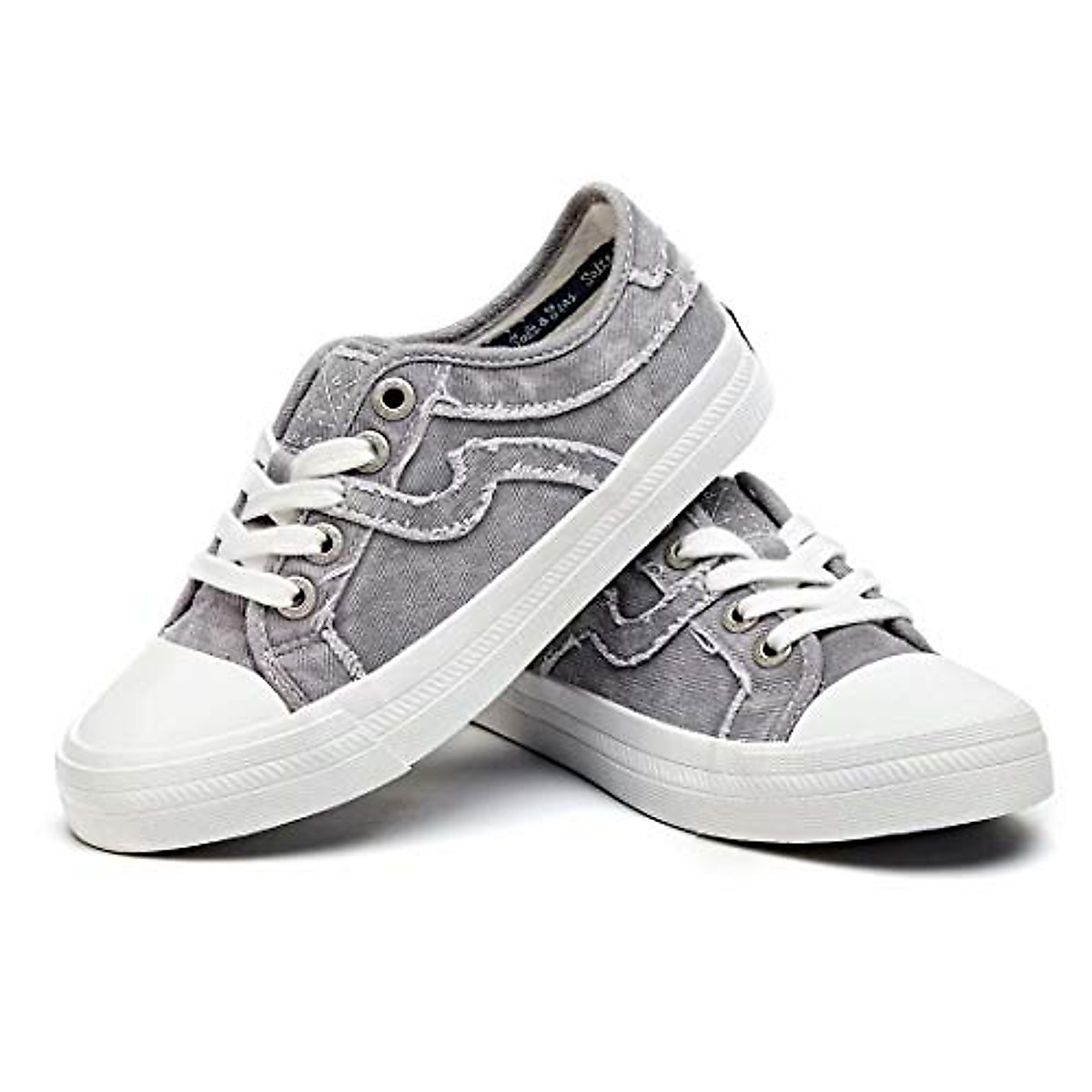 SALT&SEAS Women's Canvas Fashion Sneakers Low Top Lace Up Comfortable Casual Shoes Walking Flats Grey, 10