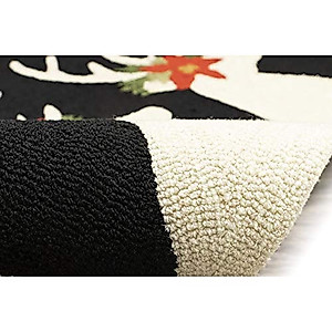 Liora Manne Frontporch Front Porch Christmas Reindeer Black Indoor/Outdoor Rug, 2' X 3', Grey and Gold