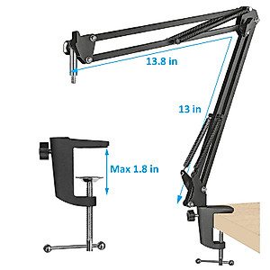 SUNMON Shure MV7 Boom Arm Mic Stand with Pop Filter, Adjustable Suspension Boom Scissor Arm Stand with Pop Filter Compatible with Shure MV7, Shure MV7X adn SM7B Microphone by SUNMON