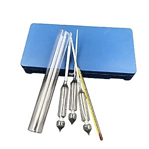 Alcoholmeter Accurate 5 Pieces Alcohol Hydrometer Kit 0-100% ABV, for Spirits Whiskey Moonshine Distilling Liquor Testing with Glass Test Jar Carry Plastic Storage Box… (Plastic Storage Box)