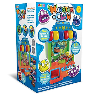 JOYIN 32Pcs Claw Machine Toys with Lights & Sounds, Mini Arcade Machine with 10 Plush Animal Characters and 8 Capsules, Electronic Claw Game Vending Grabber Machine for Kids Birthday Gift