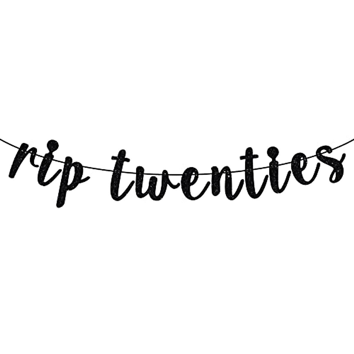 Black Glitter Rip Twenties Banner, Cheers to 30 Years/Funeral for My Youth/Death to My Twenties, Old English 30th Birthday Party Decorations
