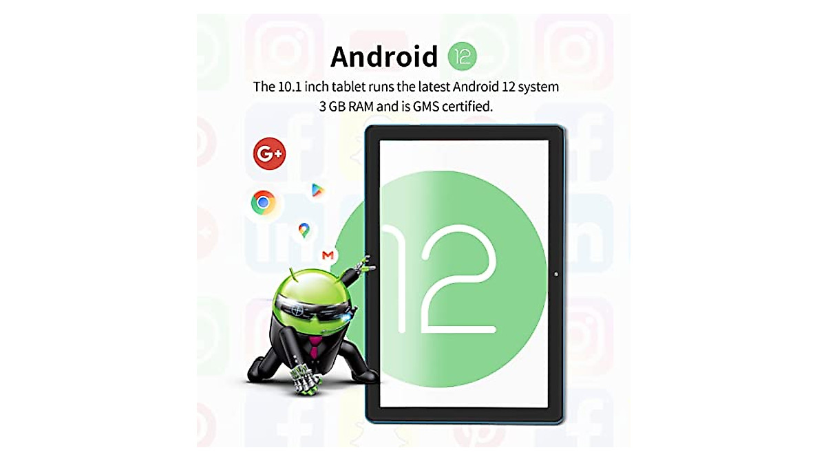 VOLENTEX Tablet 10 Inch Android 12, 3GB RAM 64GB ROM 512GB Expand ...