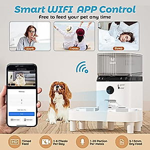 Sobralik Automatic Cat Feeder with Camera for Two Cats, 5L Auto Pet Feeder with 1080p Hd Video & 2-Way Audio, Portion Control, Dual Power Supply, Voice Recorder, 2.4G Wi-Fi Enabled