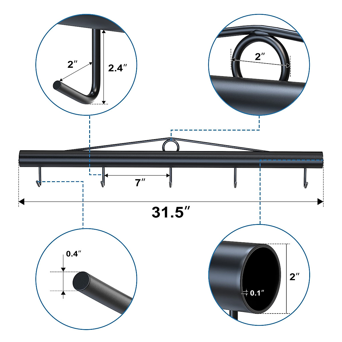 ANSLCA Chain Link Fabric Fence Stretcher - 5 Thickened Hooks Bar - 31.5 Inch Woven Wire Fence Stretcher Black Steel, Fence Stretcher Tool