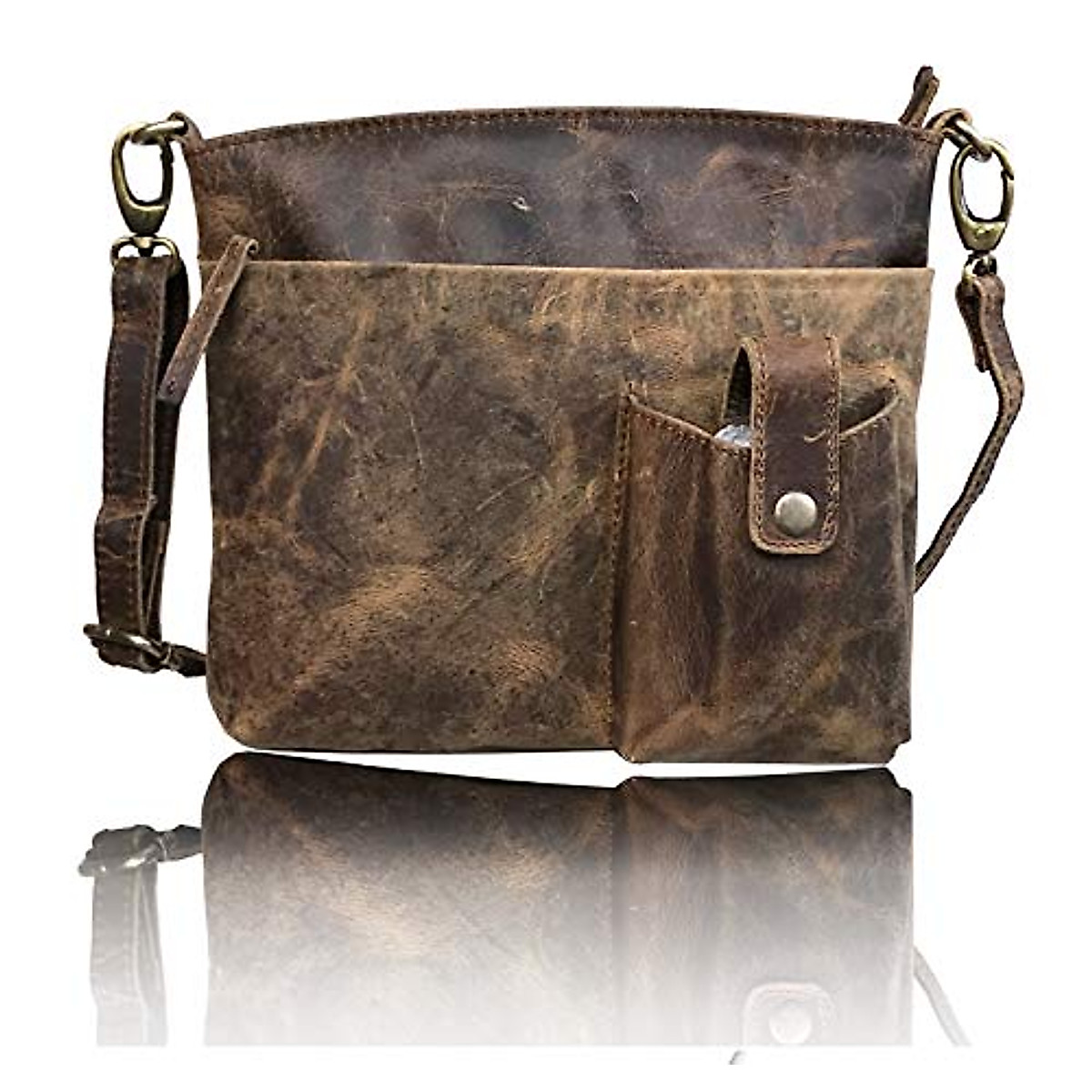 Leather Crossbody Purse for Women- Small Crossover Cross Body Bag Long Over the Shoulder Sling Womens Purses and Handbags