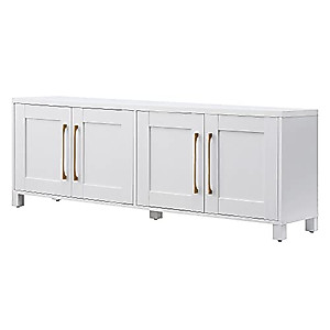 Henn&Hart Rectangular TV Stand for TV's up to 80" in White, TV Stands for the Living Room