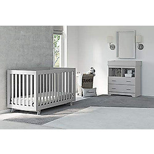 Storkcraft Brookside 2 Drawer Changing Table Dresser (Pebble Gray) – Nursery Dresser Organizer with Changing Table Topper, Chest of Drawers for Bedroom with 2 Drawers, Universal Design