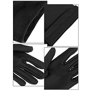 Sumind 3 Pairs Wrist Length Gloves Women Short Satin Gloves Opera Short Gloves for 1920s Wedding Party (Black 2, White 2, Red 2)