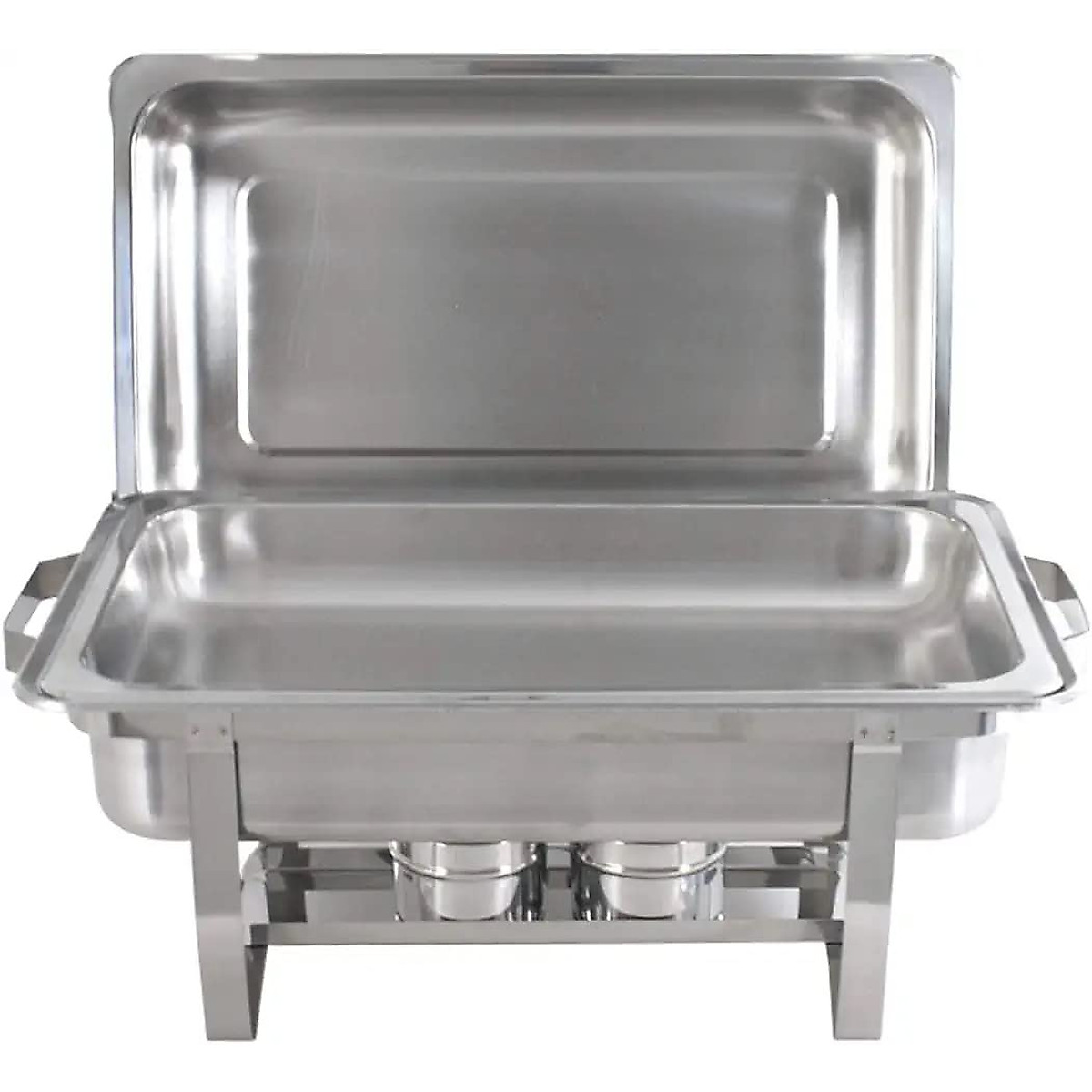 HONHPD Upgrade 8 Qt 4 Pack Full Size Stainless Steel Chafing Dishes Buffet Set,Silver Rectangular Catering Chafer Warmer Set with Trays Pan Lid Folding Frame for Kitchen Party Banquet Dining,Thickened
