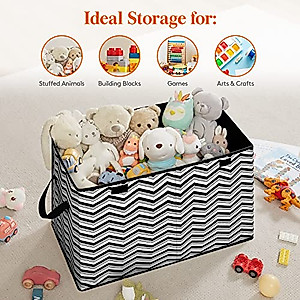 Lifewit Box Chest Storage Organizer for Boys Girls, Large Collapsible Storage Bin with Flip-top Lid & Durable Handles for Playroom, Bedroom, Black